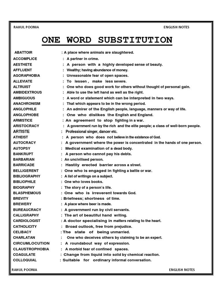 One Word Substitution | PDF