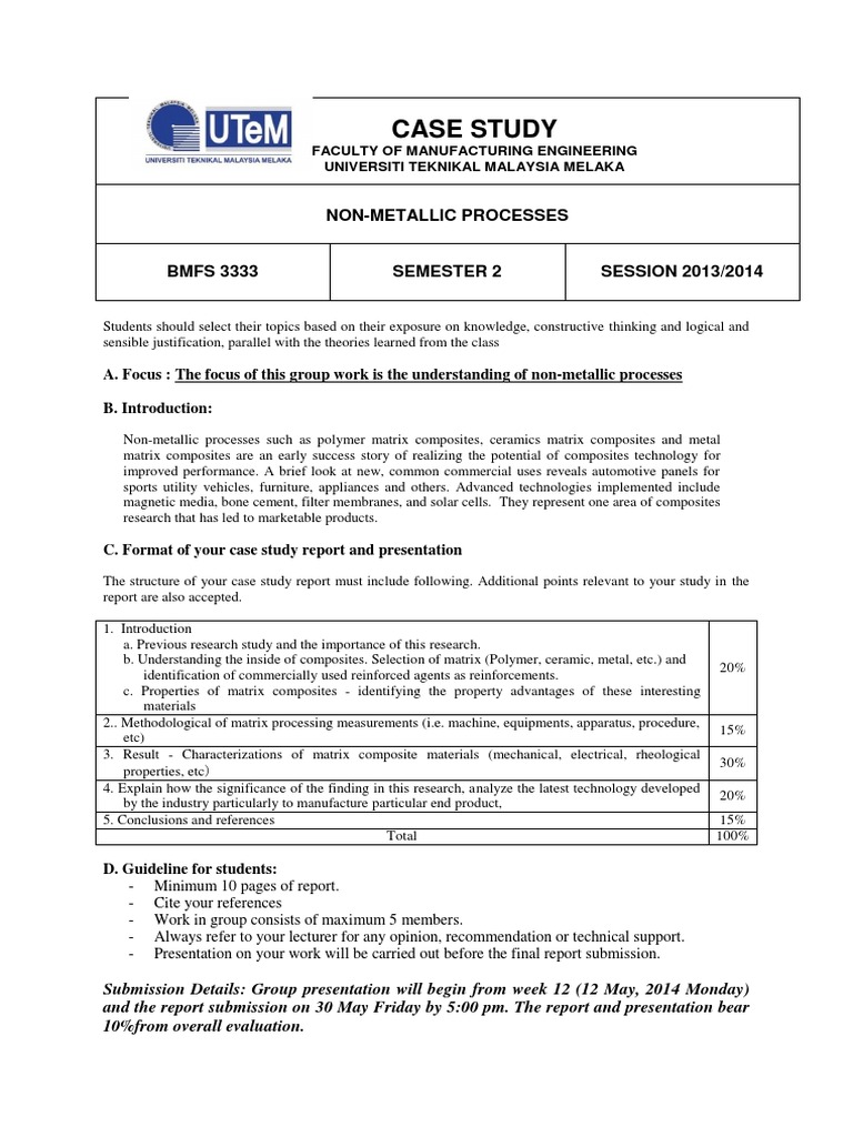 Case Study: Non-Metallic Processes | PDF | Composite Material | Case Study