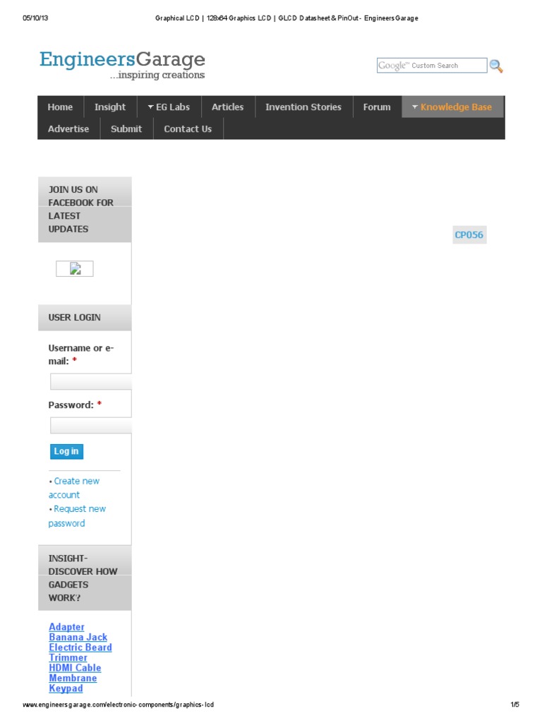 Graphical LCD - 128x64 Graphics LCD - GLCD Datasheet & PinOut - EngineersGarage | Download Free ...