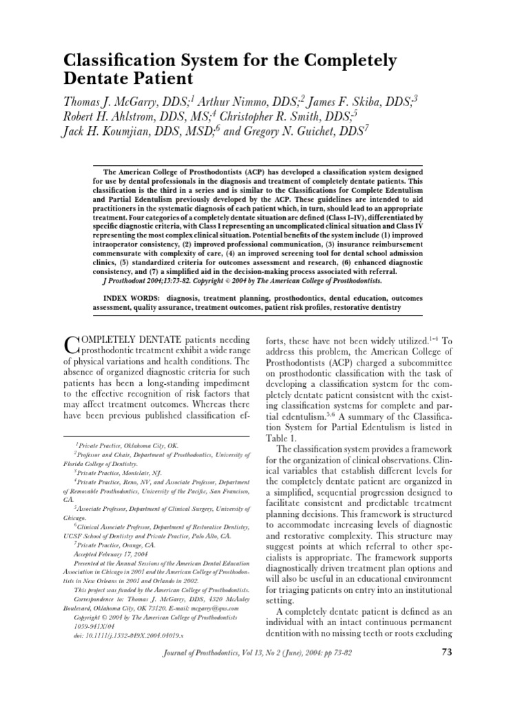 03 01 ARTICOL Classification System For The Completely Dentate Patient ...