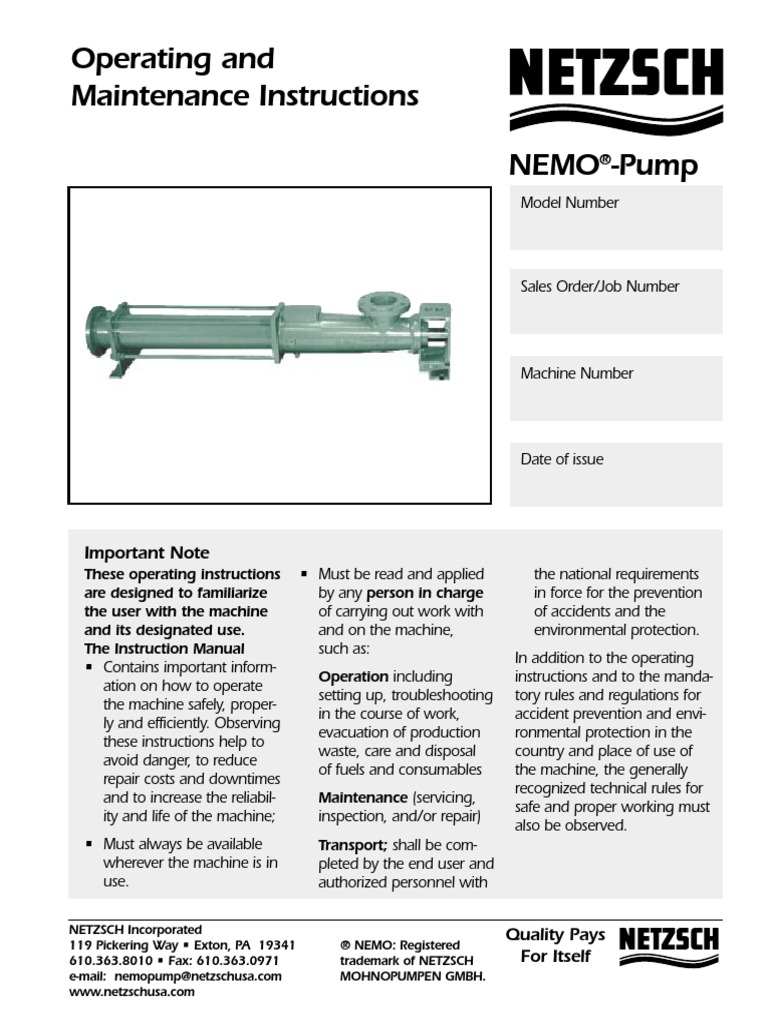 Manual Bomba Netzsch | PDF Manual Bomba Netzsch | PDF