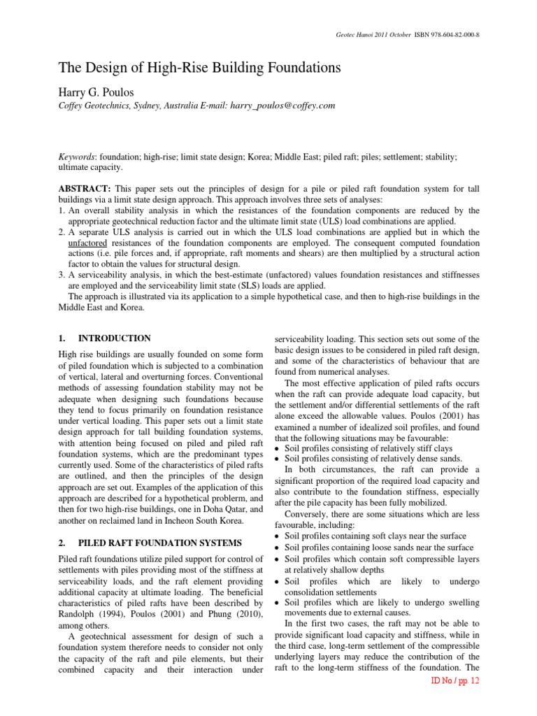 The Design of High-Rise Building Foundations | PDF | Geotechnical ...