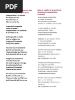 Letra y traducción de "Imagine" | PDF | Música grabada | Ocio