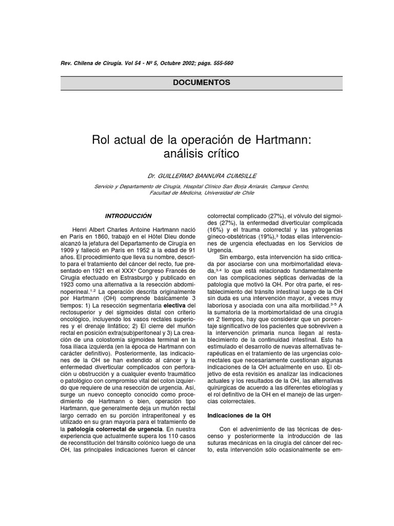 Hartmann e Indicaciones | Cáncer colonrectal | Medicina