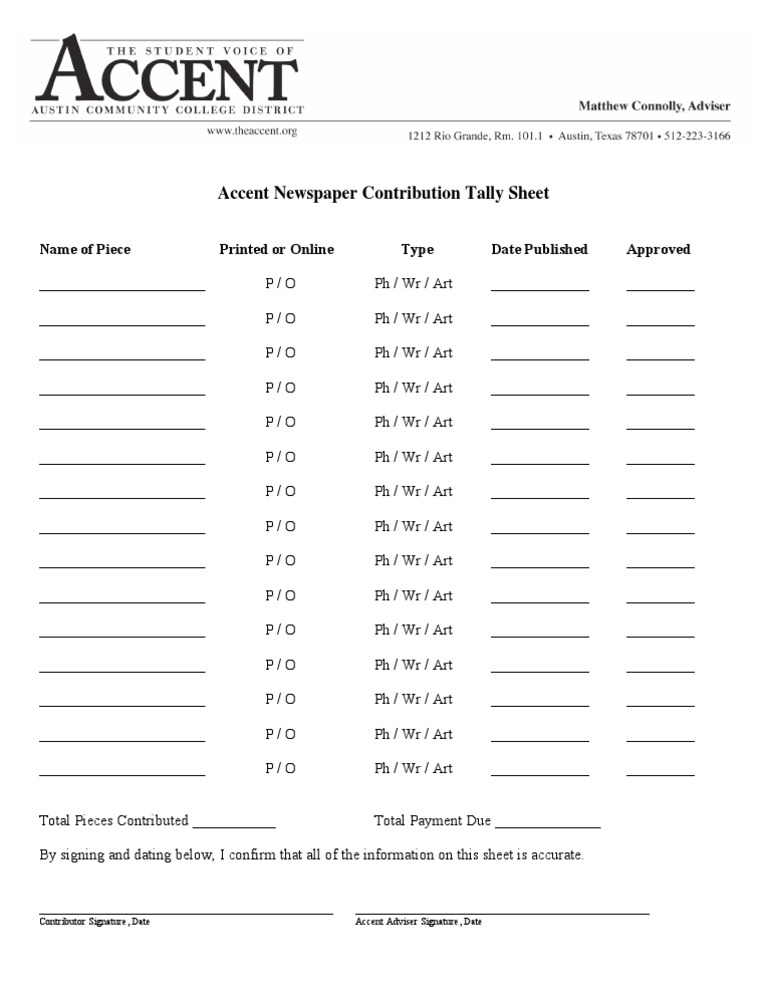 Tally Sheet | PDF