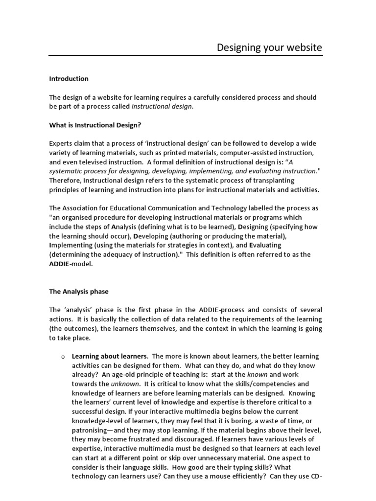 Designing Your Website | PDF | Instructional Design | Graphics