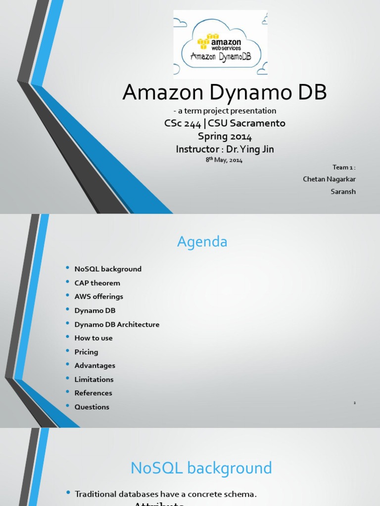 Amazon Dynamo DB - Presentation | PDF | No Sql | Digital Technology