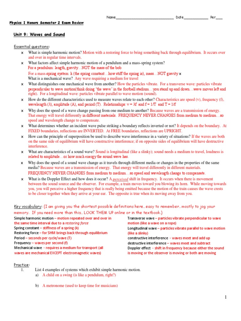 Physics I Honors Semester 2 Exam Review Solutions 2 | PDF | Nuclear ...