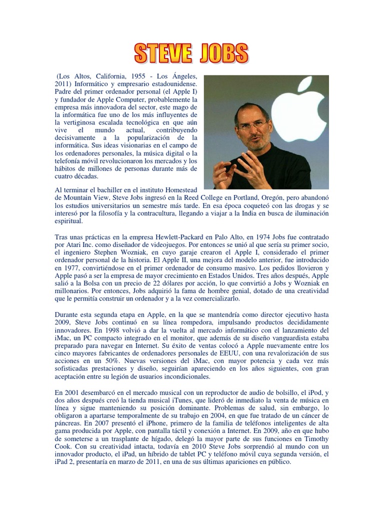 Biografia de Jobs, Linus, Gates. | PDF | Apple Inc. | Steve Jobs