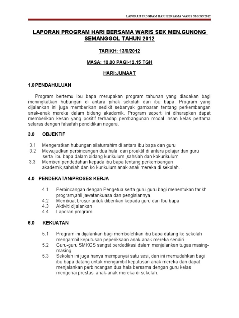 Laporan Program Hari Waris | PDF