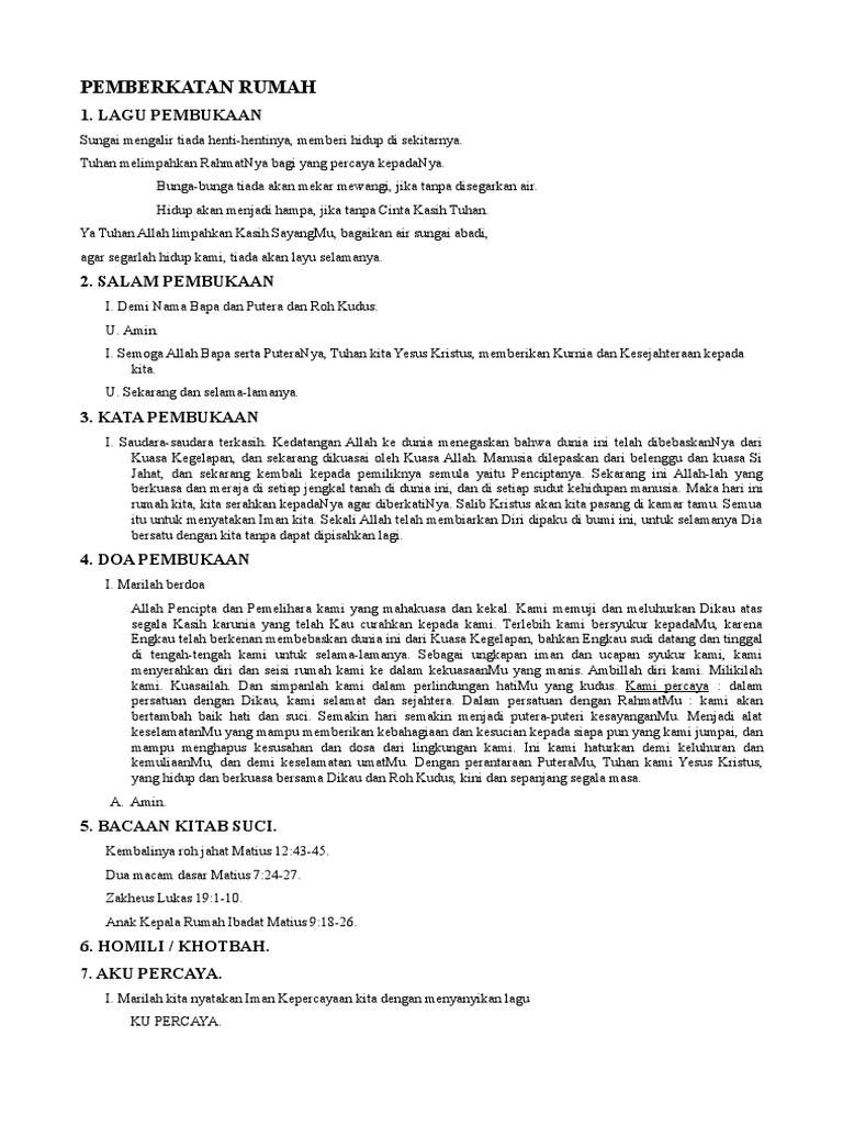 Pemberkatan Rumah | PDF