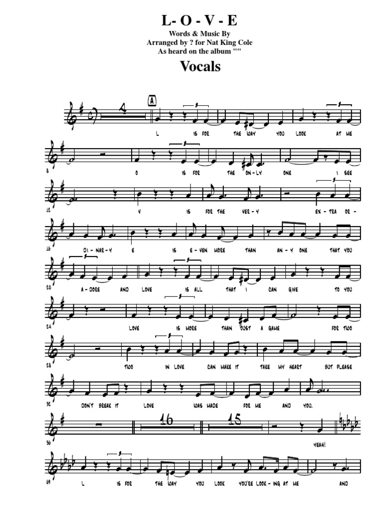 Nat King Cole L O V E Score Parts | PDF | Saxophone | Tenor Saxophone