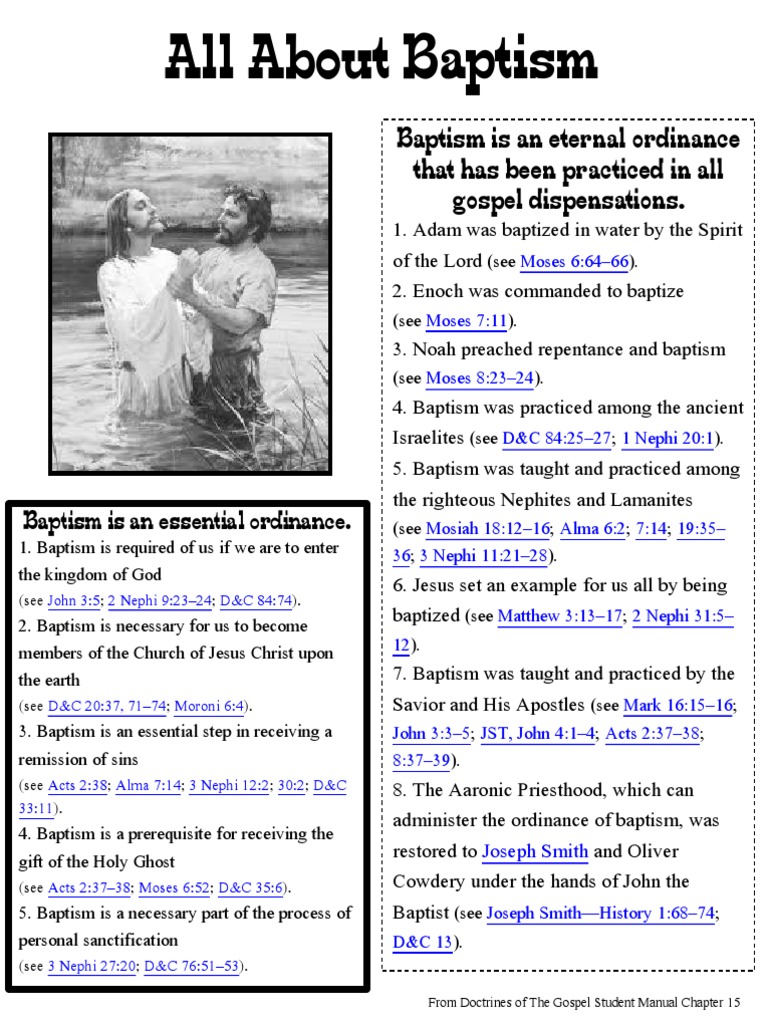 LDS Baptism Handout Scripture Study For Parents and Children | PDF ...