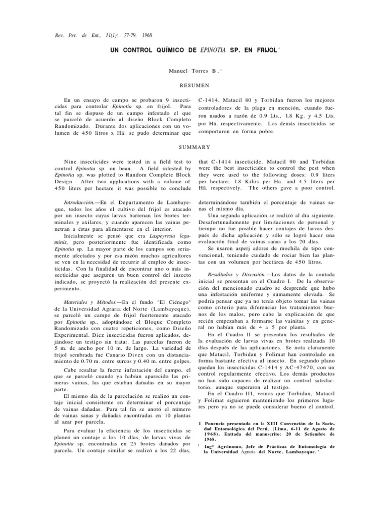 Control de Epinotia en Frijol | PDF | Insectos y humanos | Agronomía