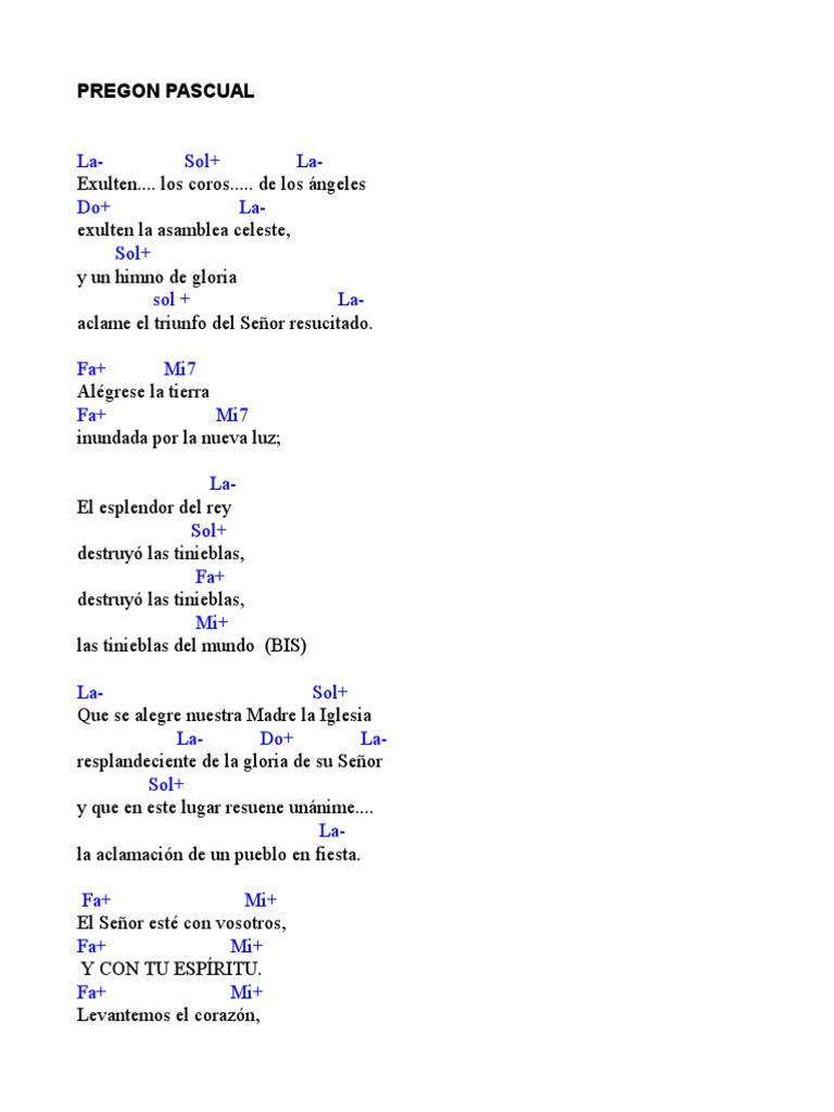 Pregon Pascual Acordes | PDF | Cristo (título) | Pascua de Resurrección