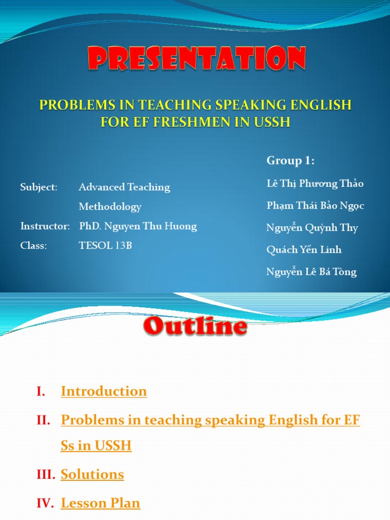 Problems in teaching speaking English | English As A Second Or Foreign ...
