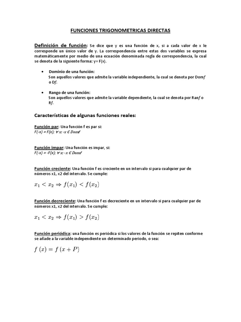 Funciones Trigonometricas Directas | PDF