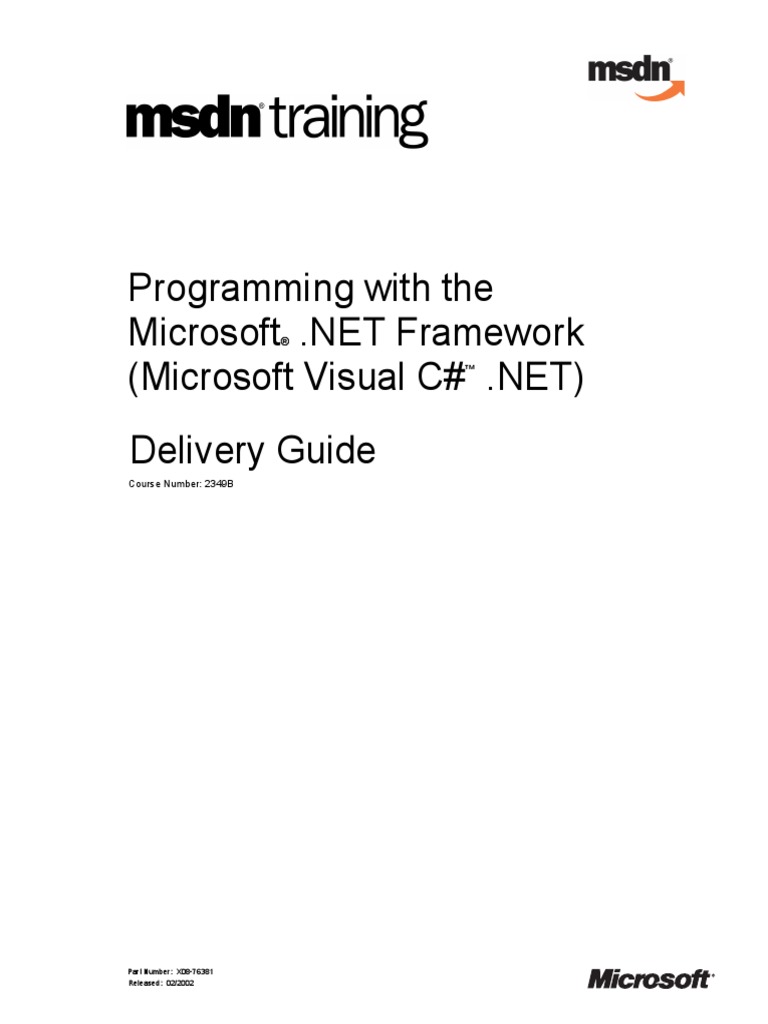 2349b - Programming With The MS .NET Framework MS VCSharp PDF | PDF ...