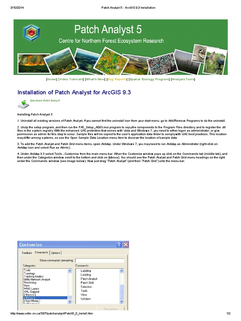 Patch Analyst 5 - ArcGIS 9 | PDF | Arc Gis | Installation (Computer ...