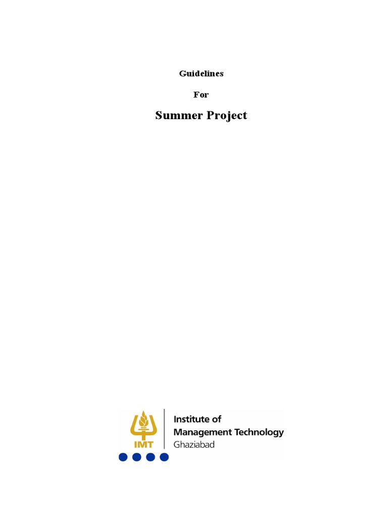 Summer Project Report Guidelines | PDF | Strategic Management ...