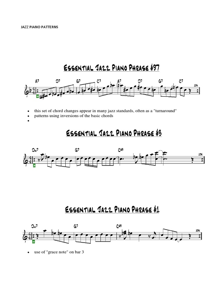 Jazz Piano Patterns Essential Jazz Piano Phrases | PDF | Chord (Music ...