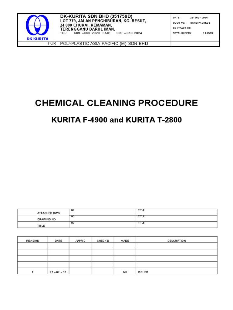 Chemical Flushing Procedure Biocide F4900 2006sdm Pdf Chemistry