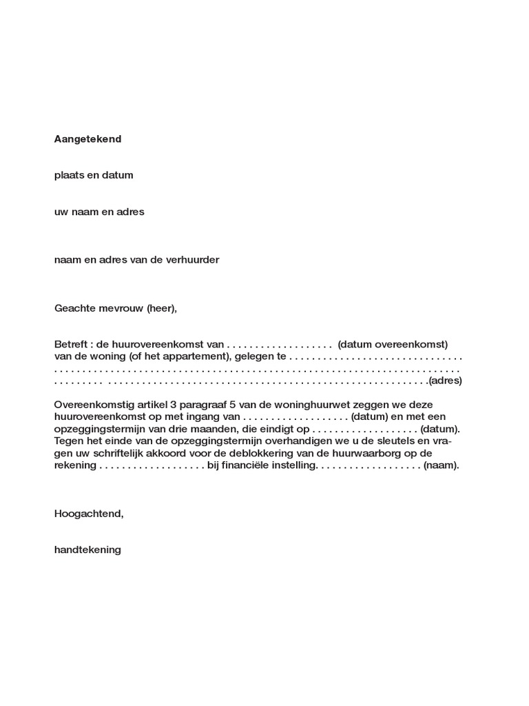 Hoe Kunt U de Huur Opzeggen Wanneer Het Contract Afloopt | PDF