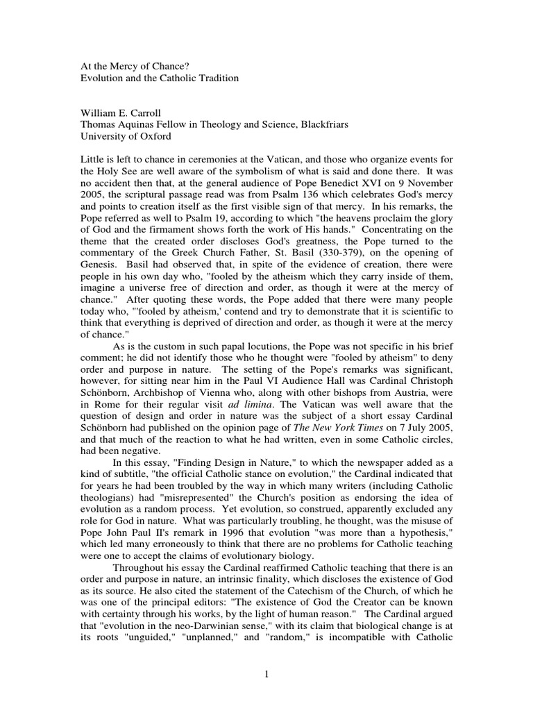 Catholicism, Evolution, and Design | PDF | Intelligent Design | Causality