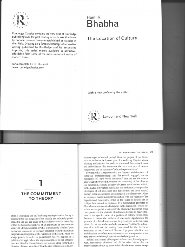 Bhabha's Commitment to Cultural Theory | PDF | Theory | Discourse