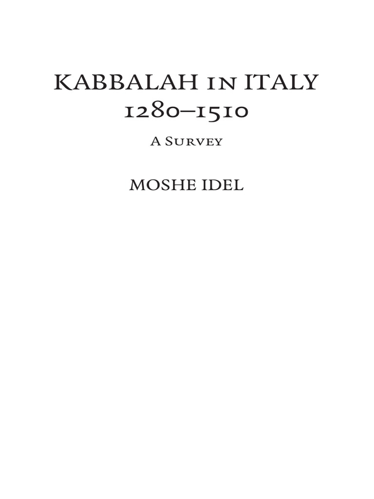 Moshe Idel Kabbalah in Italy | PDF | Kabbalah | Mysticism