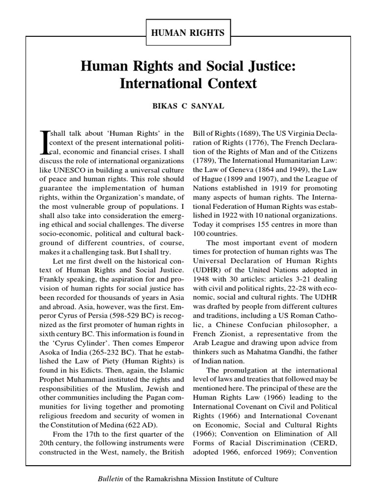 Human Rights and Social Justice: International Context | PDF | Human ...