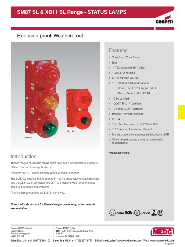 Explosion-Proof, Weatherproof SM87 SL & XB11 SL Range - Specifications ...