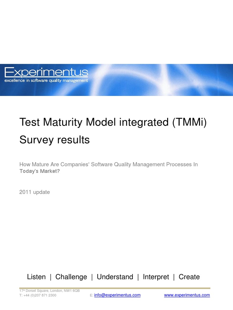 Test Maturity Model - Whitepaper | PDF | Quality Management | Software ...
