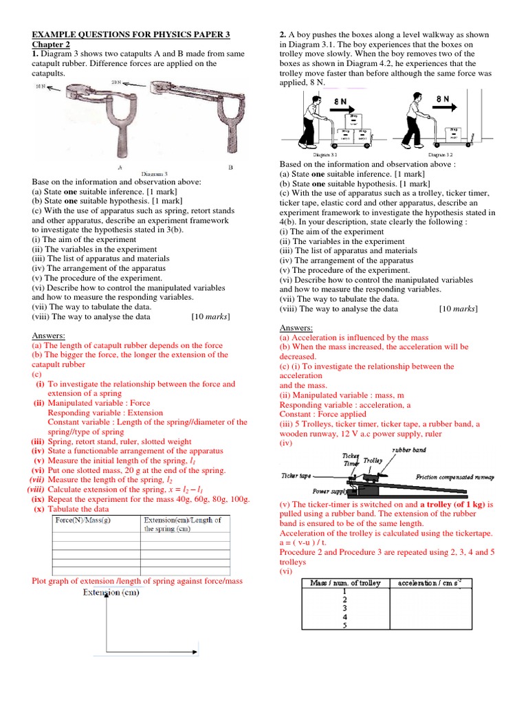 Physics Paper 3 Experiment Frameworks | PDF | Experiment | Buoyancy