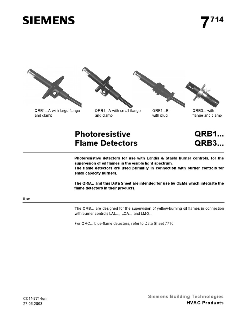 QRB Photoresistive Flame Detectors | PDF | Electromagnetic ...