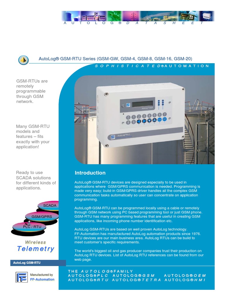 Datasheet Rtu GSM | PDF | Scada | General Packet Radio Service
