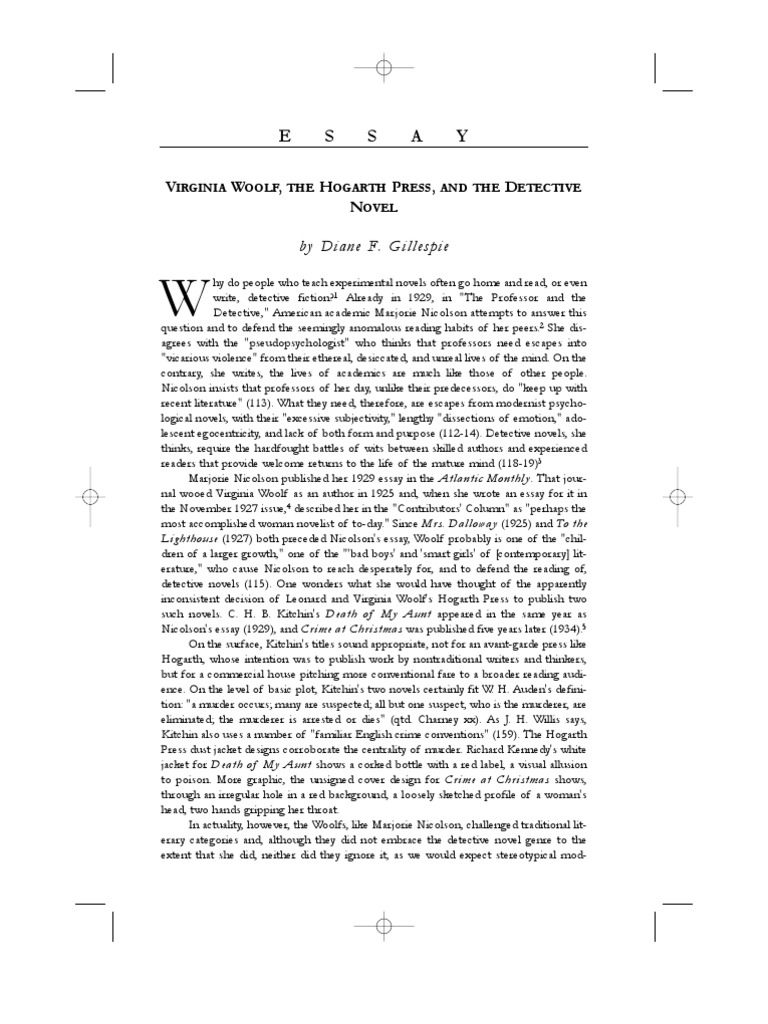 Virginia Woolf, The Hogarth Press, and The Detective Novel by | PDF ...
