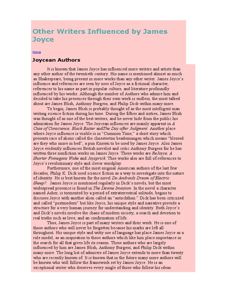 Influences of James Joyce on Writers | PDF | James Joyce