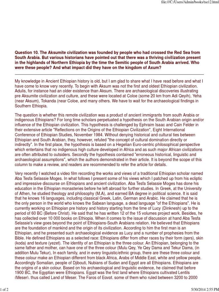 Q&A Axumite Civilization | PDF | Ethiopia | Religion And Belief