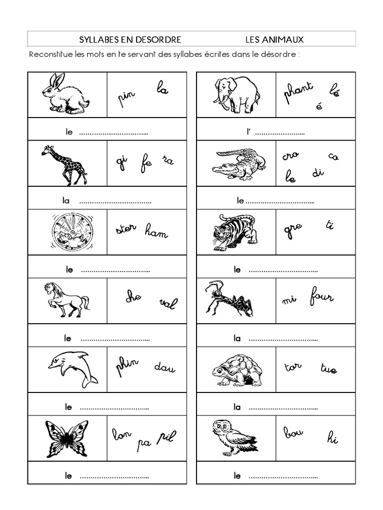 Exercices Animaux FLE | PDF | Arts du langage et discipline