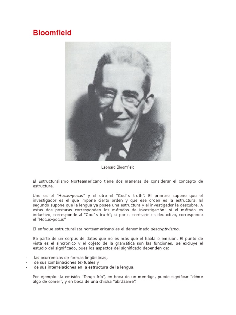 Bloomfield | PDF | Oración (Lingüística) | Palabra