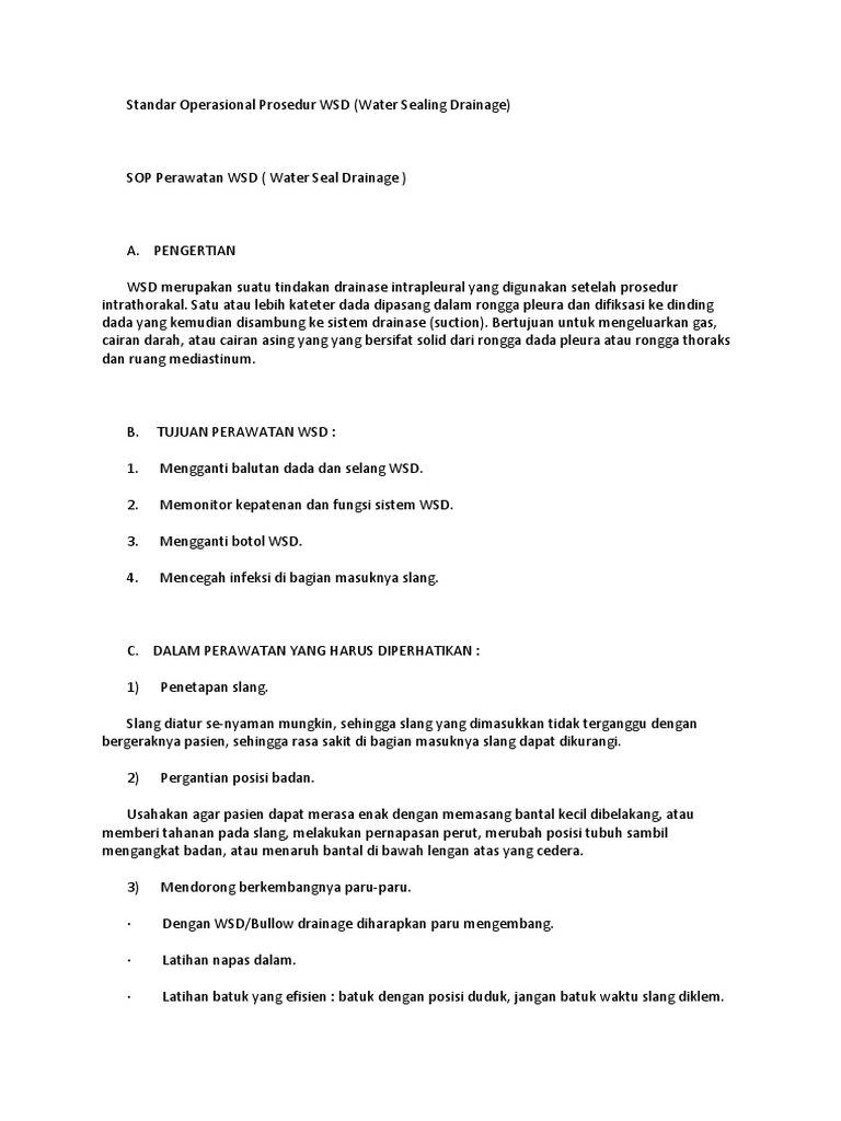 SOP Perawatan WSD | PDF | Sains & Matematika