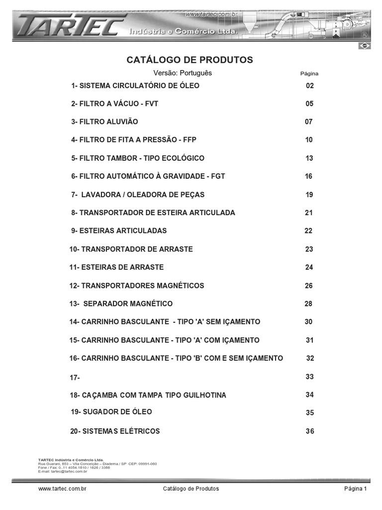 Catalogo Tartec BR P&B Matriz | PDF | Filtragem | Magnetismo