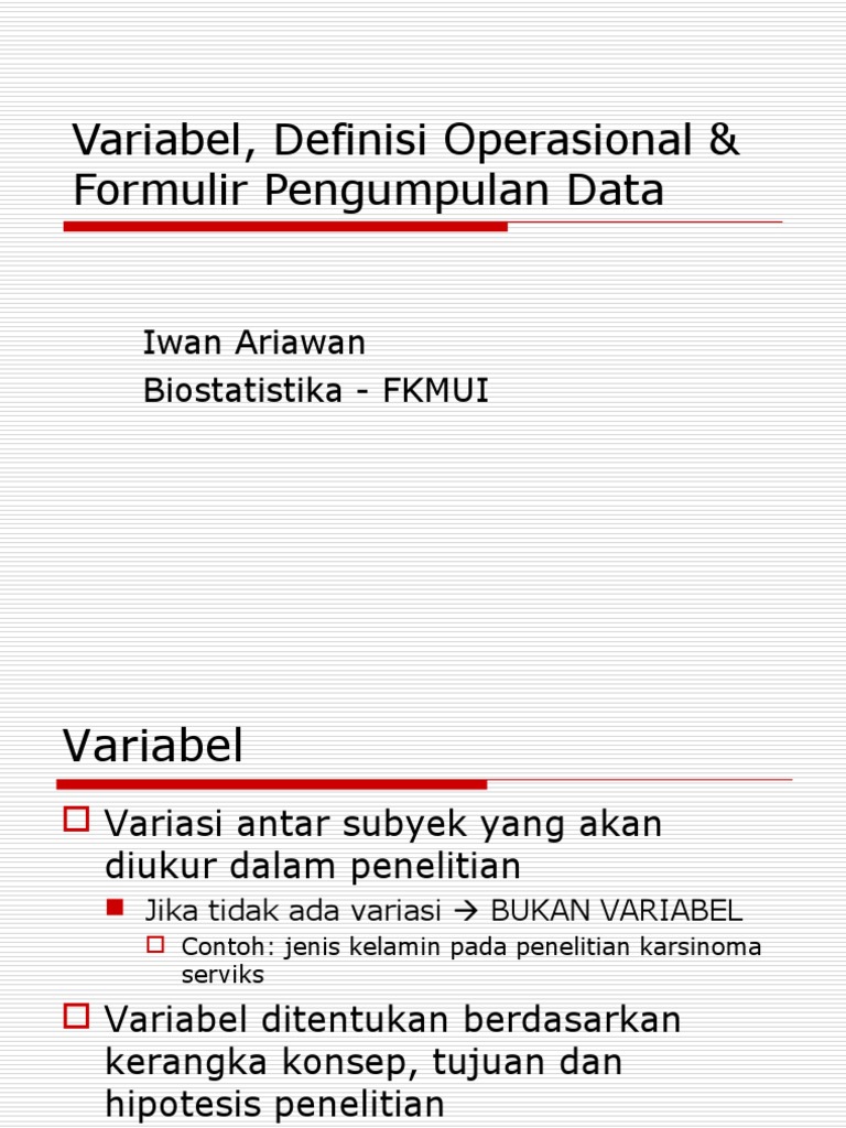 Variabel, Definisi Operasional Kuesioner | PDF