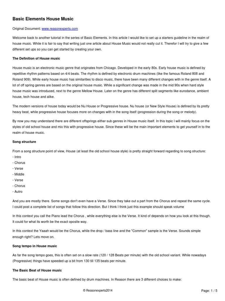 House Music Elements | PDF | Drum Kit | Song Structure