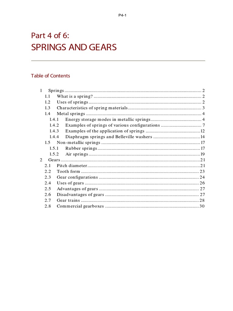 Part 4 Springs and Gears | PDF