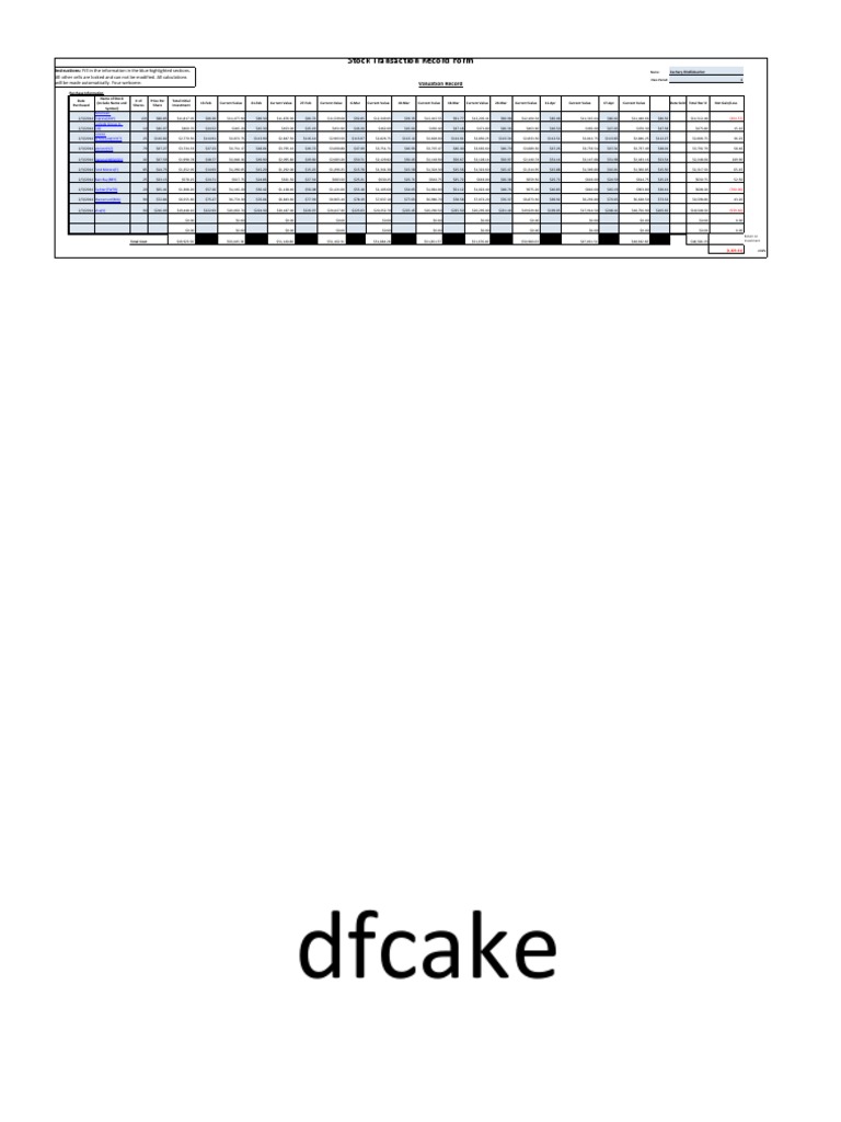 Stock Transaction Record Template | PDF