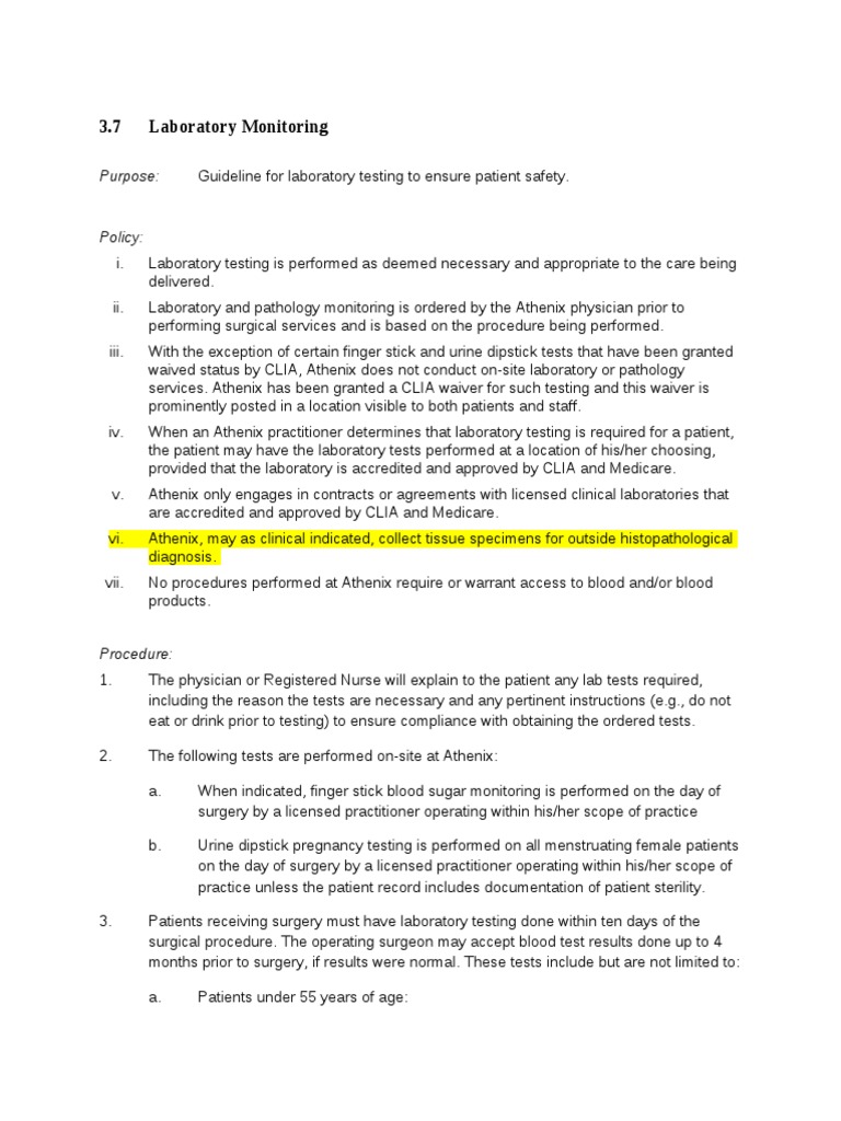 3 7 Laboratory Monitoring | PDF | Surgery | Pathology