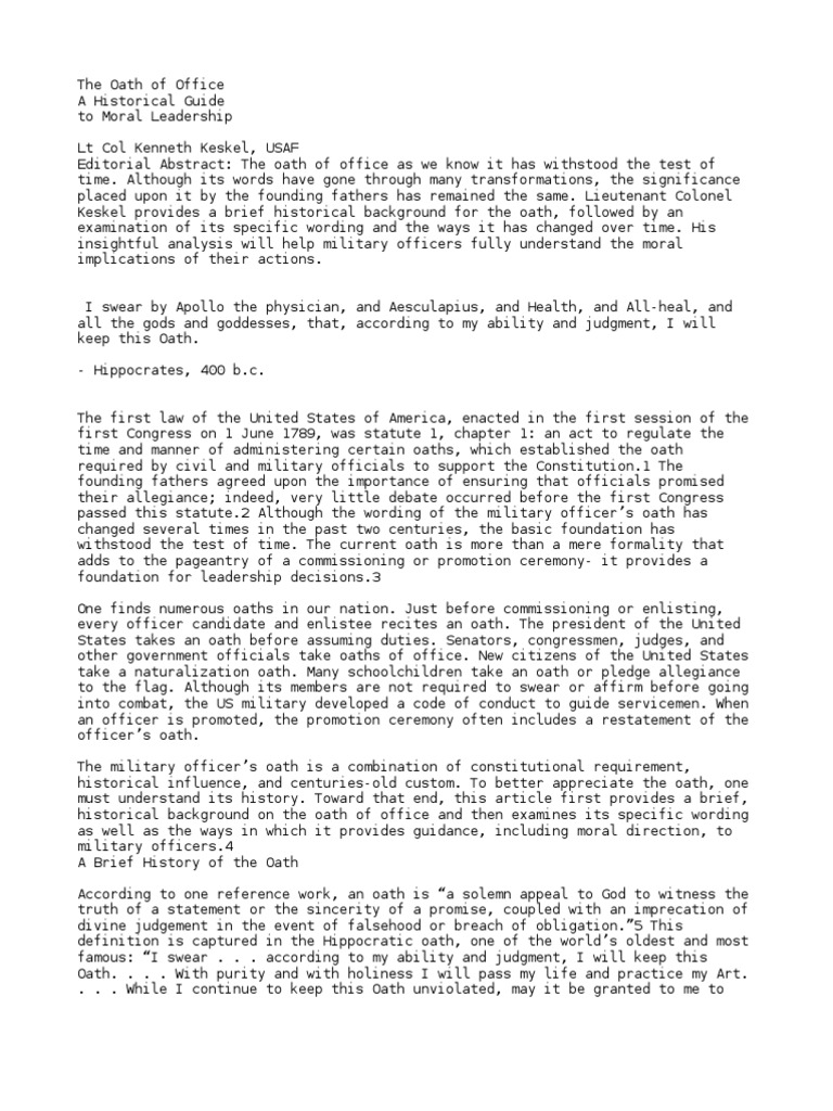 The Military Oath of Office | PDF | Oath Of Office | Pledge Of Allegiance