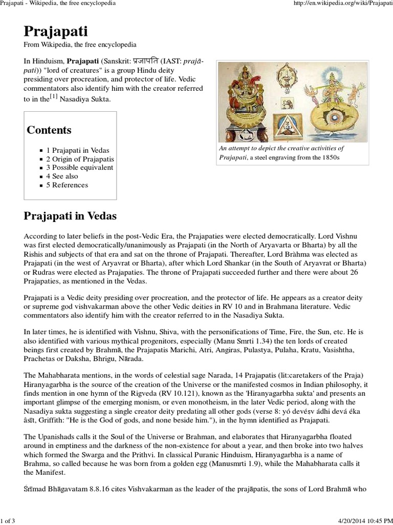 Prajapati - Wikipedia, The Free Encyclopedia | PDF | Asian Mythology ...